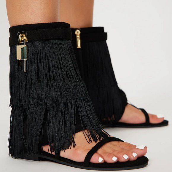 Cape Robbin | Shoes | Newblack Open Toe Foldover Ankle Cuff Layered ...